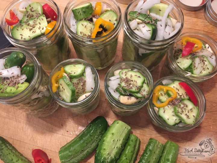 Beautiful Layered Jars of Pickles – Easy No Canning Method! - It's A ...